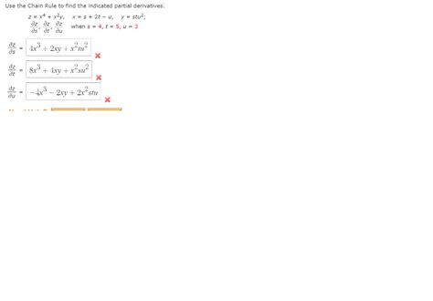 Solved Use The Chain Rule To Find The Indicated Partial