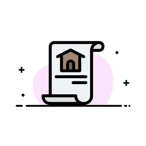 Construction Document Home Building Business Flat Line Filled Icon Vector Banner Template