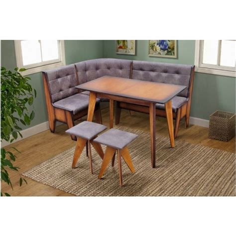 Кухонний комплект мякий куточок зі столом та двома табуретами Лаундж Мікс Меблі Горіх