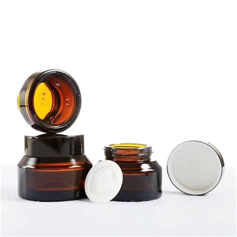 China Customized Empty Amber Glass Cream Jar Suppliers Manufacturers