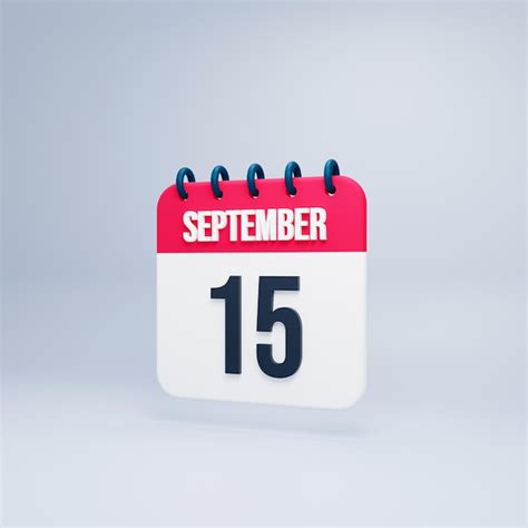 Premium Photo September Realistic Calendar Icon 3d Rendered September 15