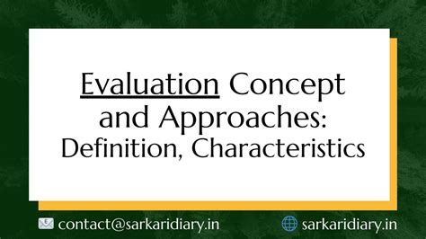 Evaluation Concept And Approaches Definition Characteristics And Need Bed Notes