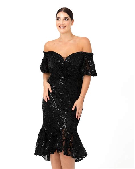 Plus Size V Neck Lace Evening Dress Ilmio