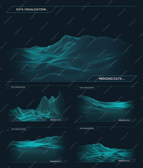 추상적 인 벡터 와이어 프레임 풍경 배경 사이버 공간 그리드 3d 기술 와이어 프레임 벡터 일러스트 레이 션 프리젠 테이션을위한