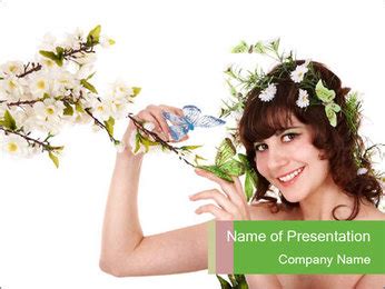 Isolated Beautiful Girl With Butterfly And Flower A Stunning Portrait PowerPoint Template