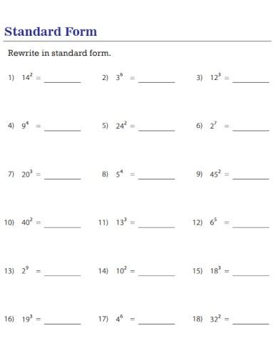 Standard Form Examples To Download Standard Form Examples To Download