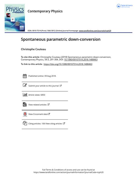 Spontaneous Parametric Down Conversion Pdf Photon Waves