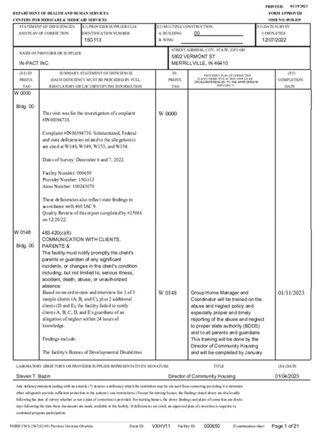 Fillable Online Statement Of Deficiencies And Plan Of Correction Fax Email Print Pdffiller