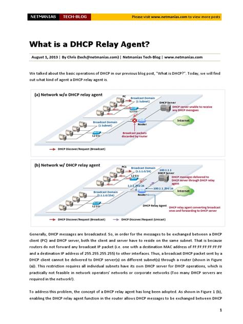 What Is A Dhcp Relay Agent En Ip Address Networking Standards