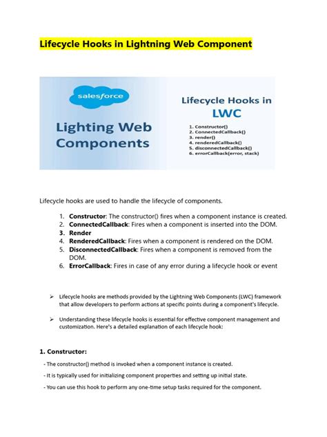 Lifecycle Hooks In Lightning Web Component Lwc Pdf Document Object Model Internet And Web