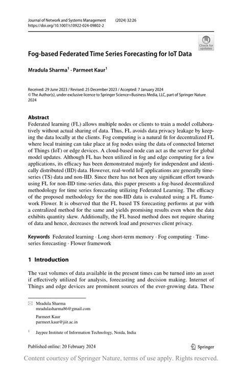 Fog Based Federated Time Series Forecasting For Iot Data