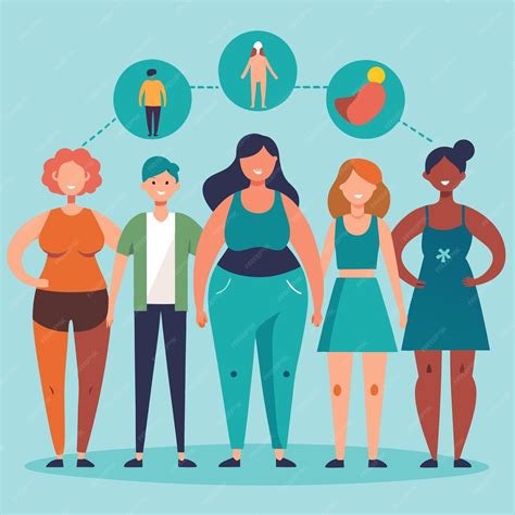 Vector Illustration Of Women Embracing Different Body Types And Weights