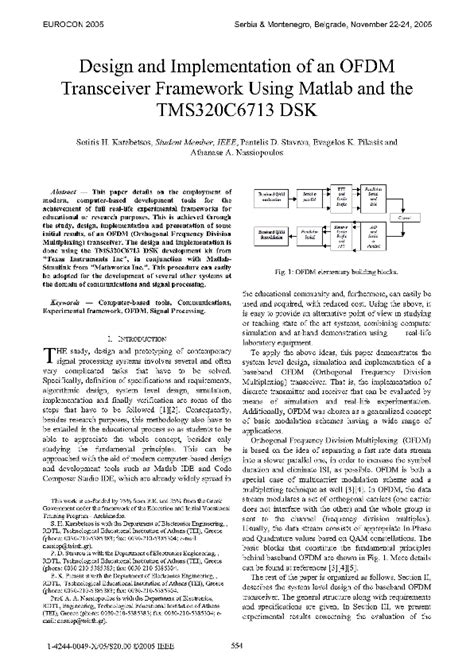 pdf design and implementation of an ofdm transceiver framework using