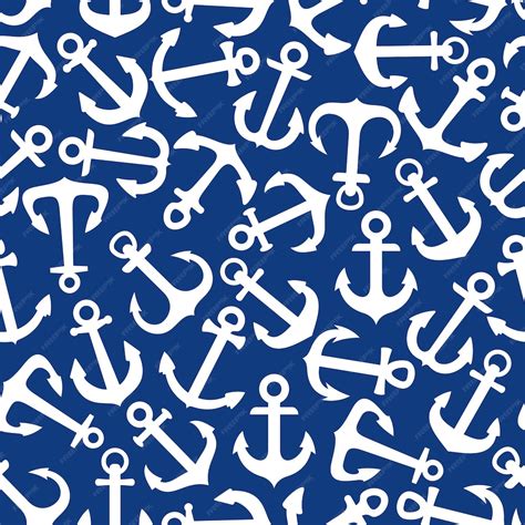 Premium Vector Marine Seamless Pattern With Anchors