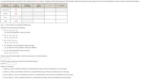 Solved Use α to test for any significant differences Chegg com