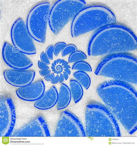 Abstract Fruit Jelly Wedges Blue Cantle Lobule On White Sugar