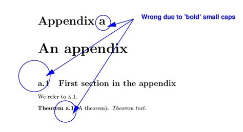 fonts appendix labels in small caps and hyperref tex latex stack