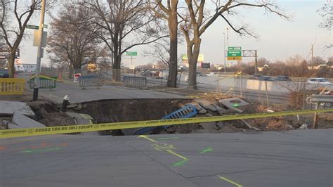 South St Louis Sinkhole Causes Street Collapse