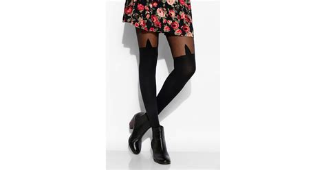 Urban Outfitters Cat Ear Faux Thighhigh Tight In Black Lyst