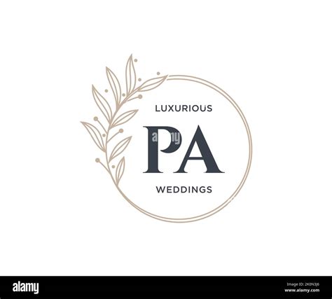 Pa Initials Letter Wedding Monogram Logos Template Hand Drawn Modern Minimalistic And Floral