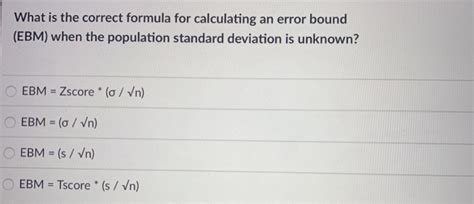 Solved What Is The Correct Formula For Calculating An Error