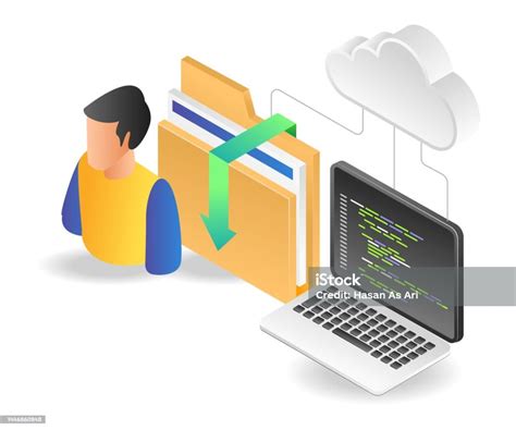 플랫 그림 개념 아이소메트릭 클라우드 서버 프로그램 데이터 폴더 3차원 형태에 대한 스톡 벡터 아트 및 기타 이미지 3차원 형태 감시 개념 Istock