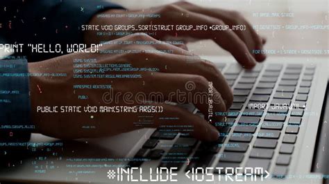 computer programmer uses capable laptop computer to develop programming