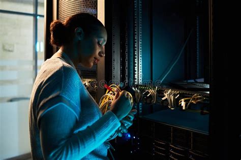 Asian Woman Working In Data Center Server Room Stock Image Image Of Server Software 380582873