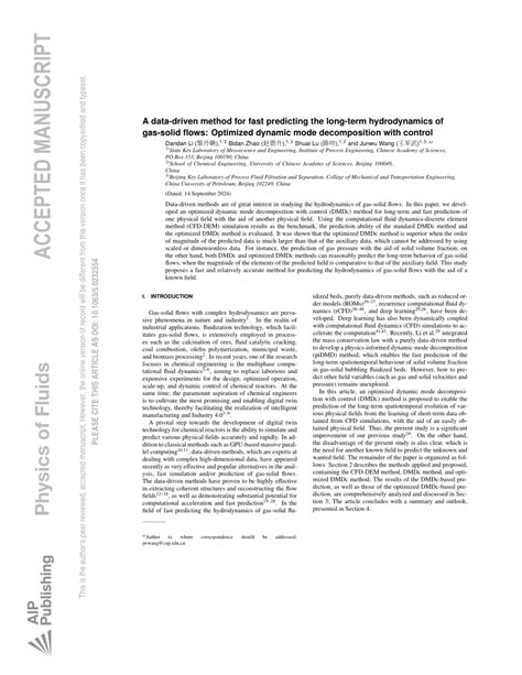 Pdf A Data Driven Method For Fast Predicting The Long Term Hydrodynamics Of Gassolid Flows