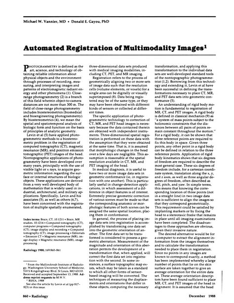 Pdf Automated Registration Of Multimodality Images