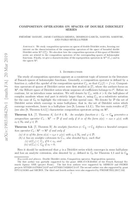 Pdf Composition Operators On Spaces Of Double Dirichlet Series