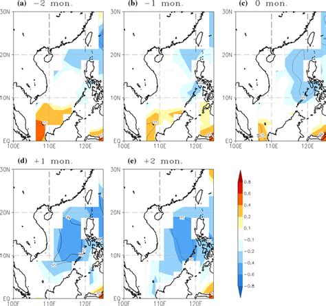 Point Wise And Lead Lagged Sst Precipitation Correlation Coefficient