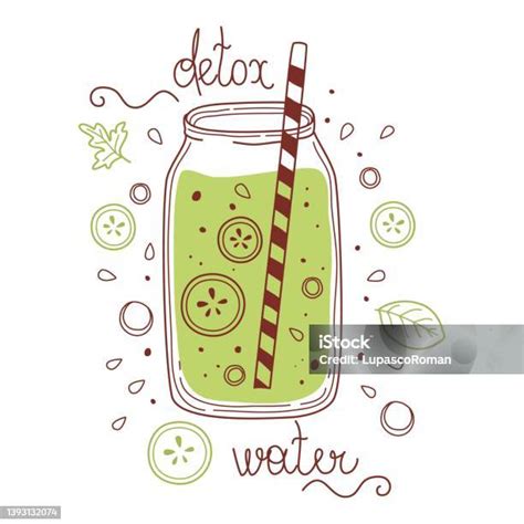 녹색 물 해독 음료 과일 스무디 유리 병에 유기농 레모네이드 항아리 및 빨대가있는 주전자 상쾌한 여름 수제 음료 흰색에 고립된