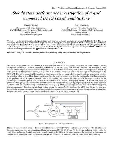 Pdf Steady State Performance Investigation Of A Grid Connected Dfig Based Wind Turbine