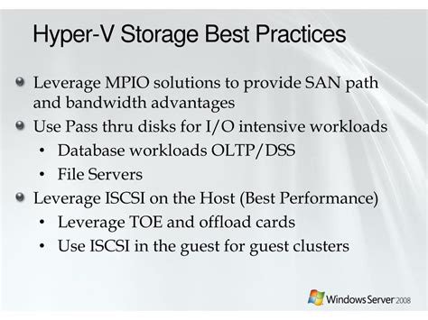 Ppt Deploying Windows Server 2008 Hyper V Best Practices Powerpoint Presentation Id355750