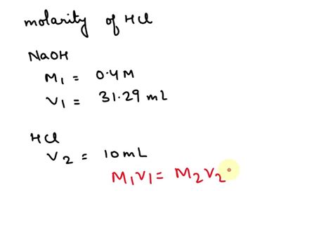 Solved In A Titration It Took 31 29 Ml Of 0 40 M Naoh To Neutralize 10 00 Ml Of The Hcl What
