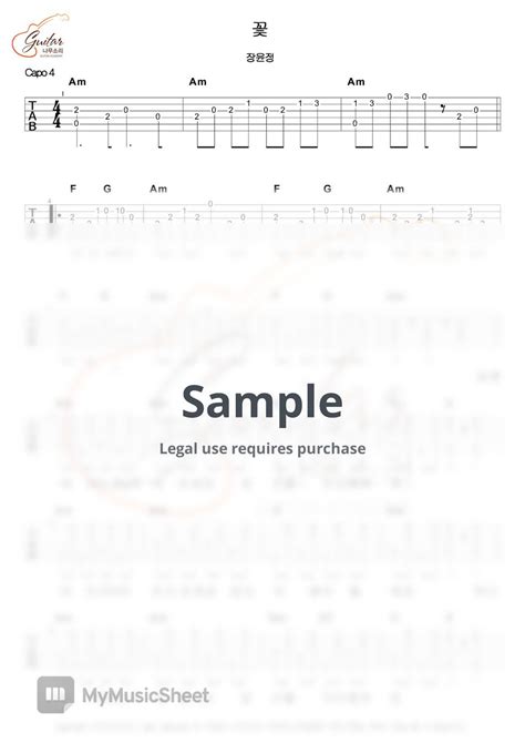 장윤정 꽃 악보 By 나무소리기타