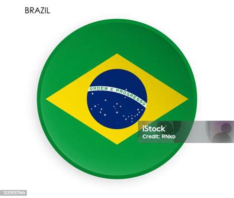 현대 신형태 스타일의 브라질 국기 아이콘 모바일 응용 프로그램 또는 웹용 버튼입니다 흰색 배경의 벡터 브라질에 대한 스톡 벡터 아트 및 기타 이미지 Istock