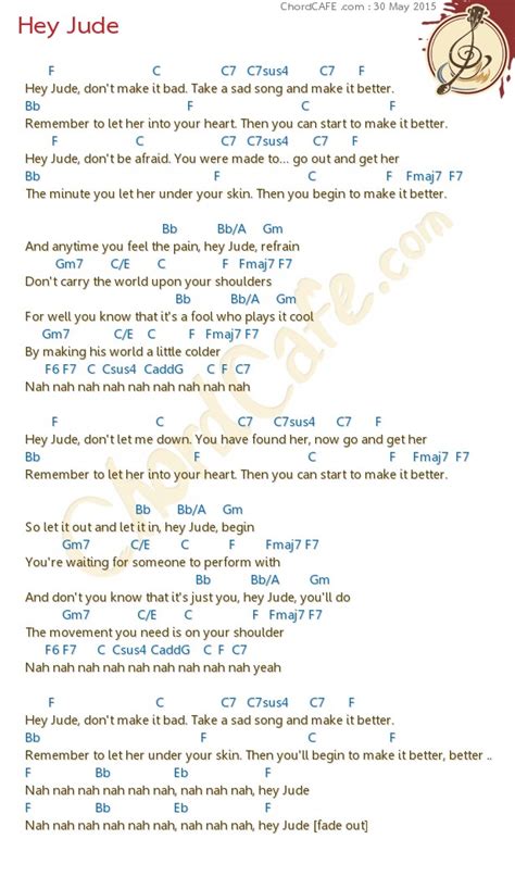 คอร์ด Hey Jude รูปภาพ Download Chordcafe