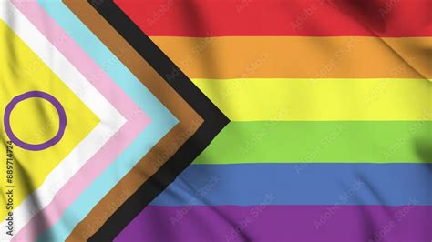 Waving Flag Of Intersex Inclusive Progress Pride Flag Video Background