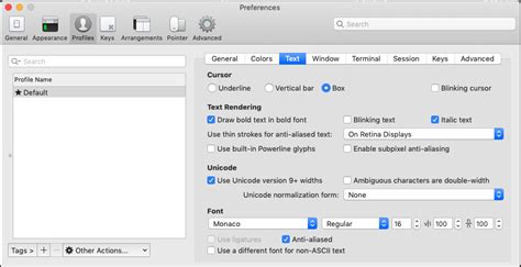 Macos Is There Any Way To Set The Default Font To 16pts In Iterm2 Super User