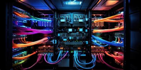 Premium Photo A Complex Set Of Wires And Cables Converge In Data Center Where Server Process