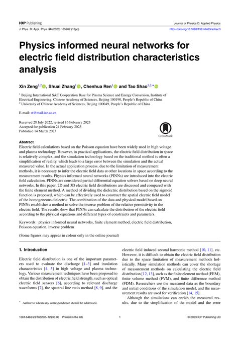 Physics Informed Neural Networks For Electric Field Distribution Characteristics Analysis