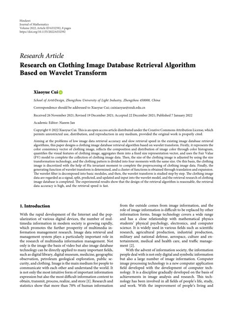 Pdf Research On Clothing Image Database Retrieval Algorithm Based On Wavelet Transform