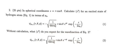 solved 2 25pts in spherical coordinates z rcosθ