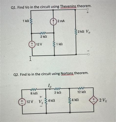 Solved Q1 Find Vo In The Circuit Using Thevenins Theorem 1
