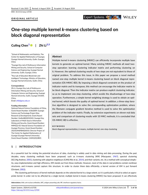 One‐step Multiple Kernel K‐means Clustering Based On Block Diagonal Representation