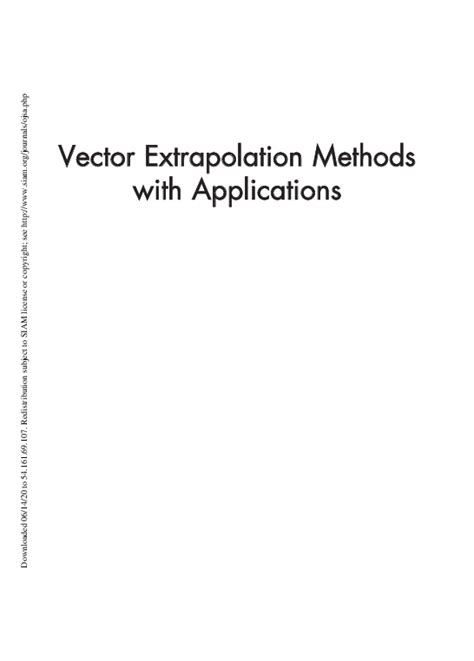 Pdf Vector Extrapolation Methods With Applications