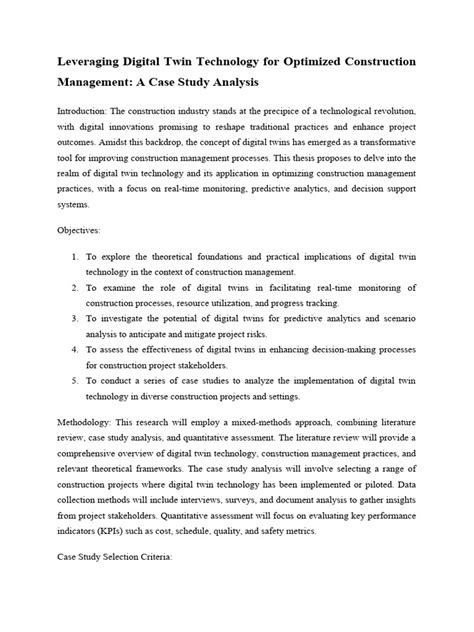 Thesis Proposal 2 Construction Management Pdf Analytics Performance Indicator