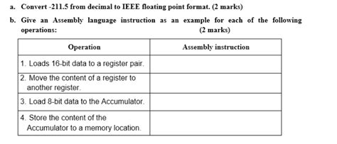 Solved An Example Of The Assembly Language Instruction Chegg Com